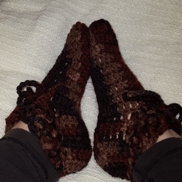 Handmade | Shoes | Chocolate Candie Handmade Crochet Slippers | Poshmark